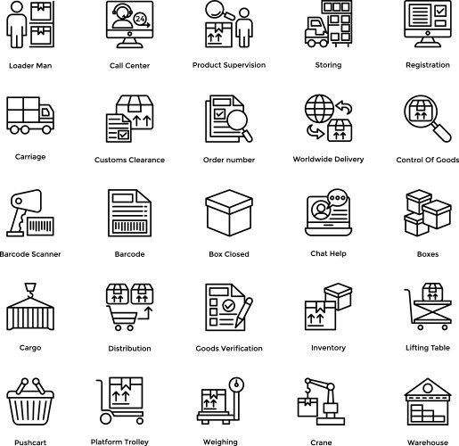 Line icons project management Royalty Free Vector Image