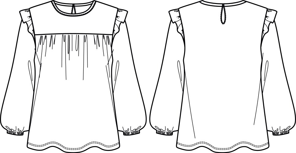 Blouse Technical Drawing Vector Images (over 2,700)