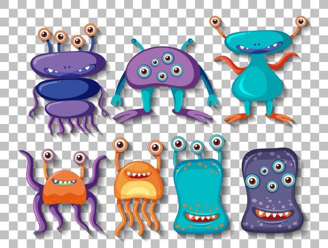 Monster three eyed cartoon colored clipart Vector Image