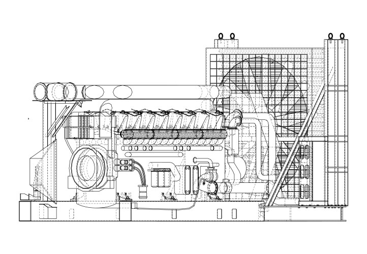 Mobile power generator blueprints Royalty Free Vector Image