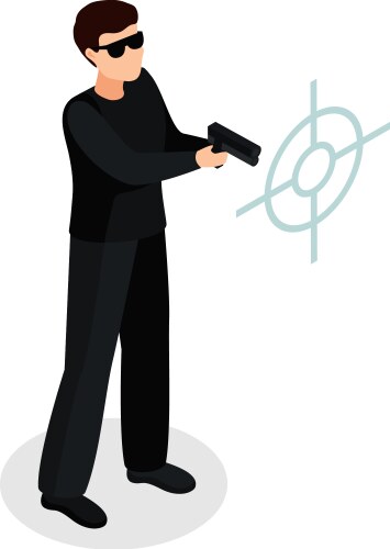 Secret agent spy characters in action poses Vector Image