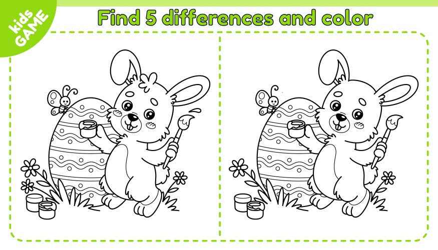Outline game find the differences with easter cake