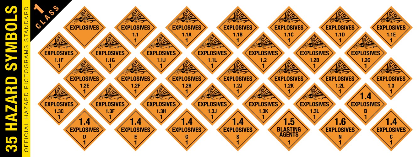 Set of 24 isolated hand crush force hazardous Vector Image