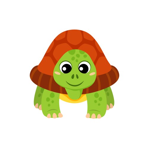 Turtle cartoon hiding in his shell Royalty Free Vector Image