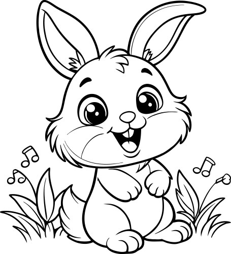 Cute bunny coloring page Royalty Free Vector Image