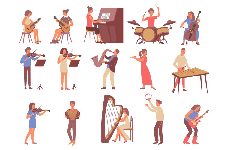 Children playing musical instrument Royalty Free Vector