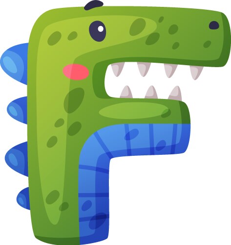 R consonant letter dino font dinosaur alphabet Vector Image