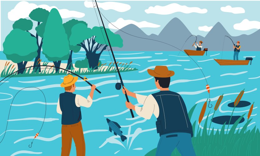 Fish Catching Man Cartoon Vector Images (over 2,000)