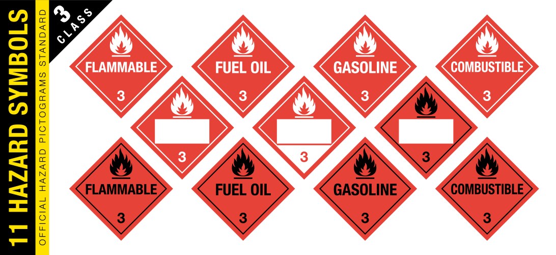 Full set of 19 class 2 isolated hazardous Vector Image