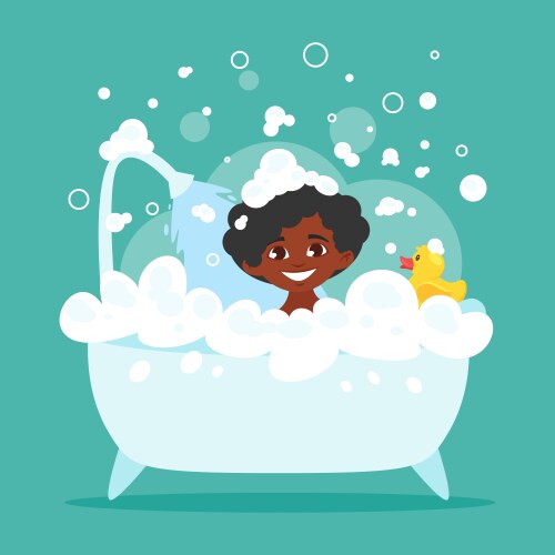 Cartoon child taking a bath Royalty Free Vector Image