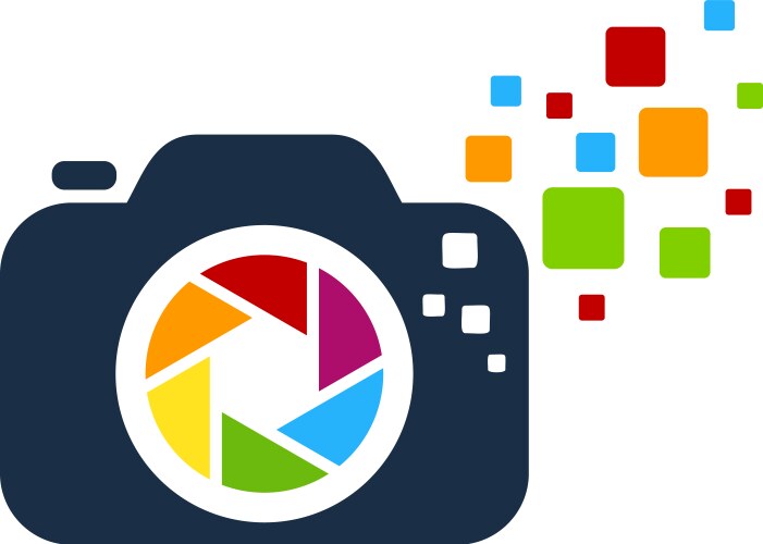 Pixel art camera logo icon design Royalty Free Vector Image