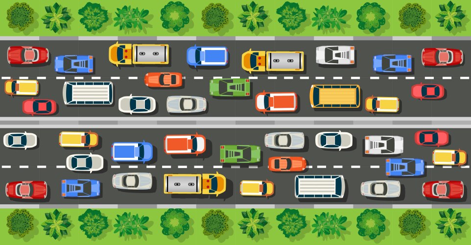 Cars on road Royalty Free Vector Image - VectorStock
