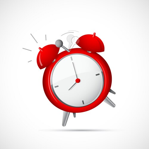 Red alarm clock flat retro Royalty Free Vector Image