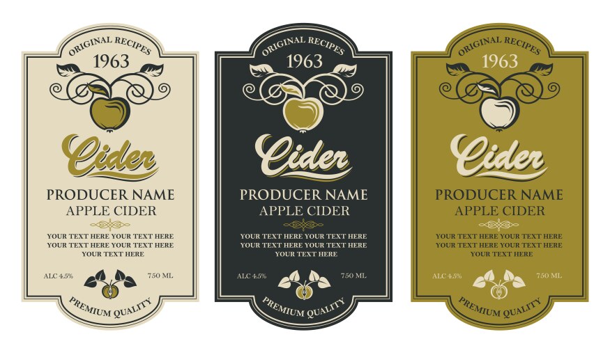 Labels for cider Royalty Free Vector Image - VectorStock