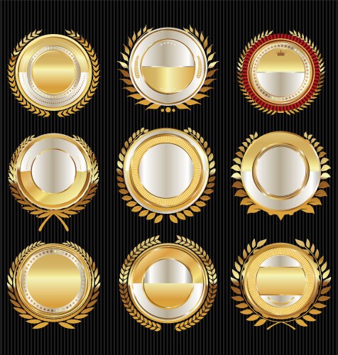 Golden sticker labels Royalty Free Vector Image