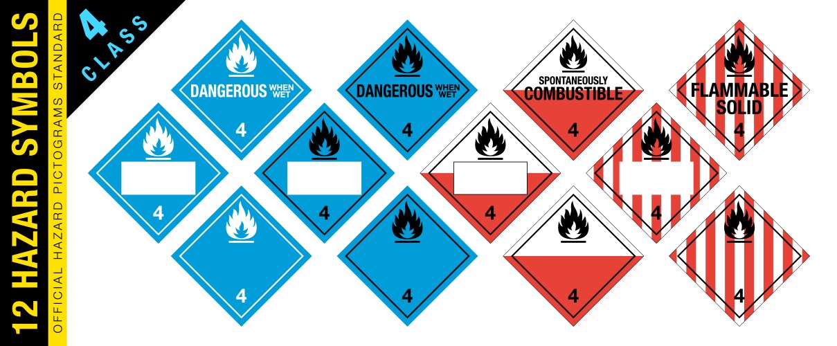 Set of 24 isolated hand crush force hazardous Vector Image