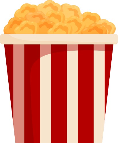 Classic striped popcorn bucket overflowing Vector Image