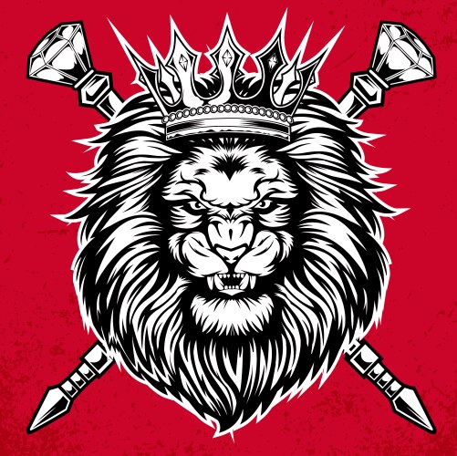 Ferocious lion in crown Royalty Free Vector Image