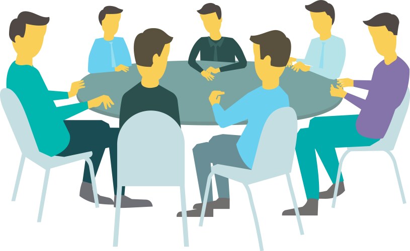 Round table talks brainstorm team business people Vector Image