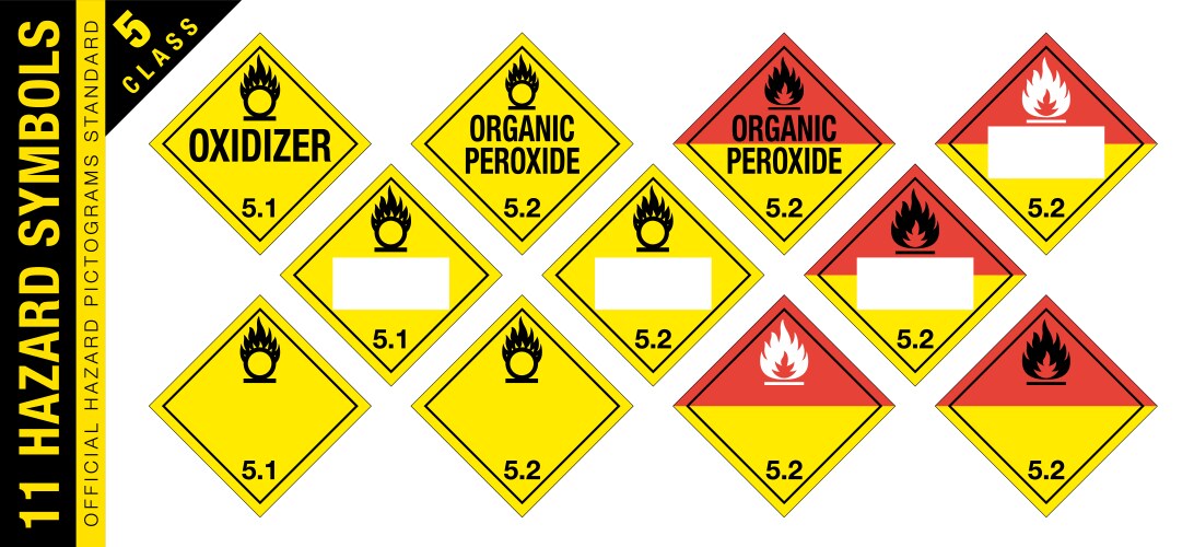 Full set of 11 class 3 isolated hazardous Vector Image
