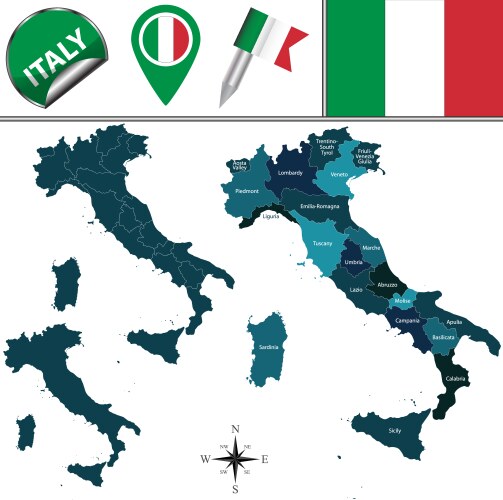 Detailed map of the italy Royalty Free Vector Image