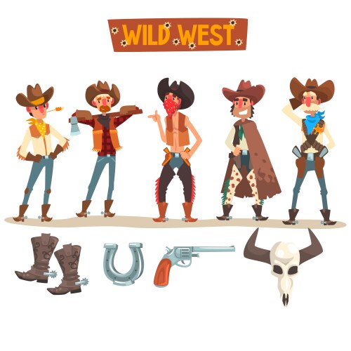 Old west set Royalty Free Vector Image - VectorStock