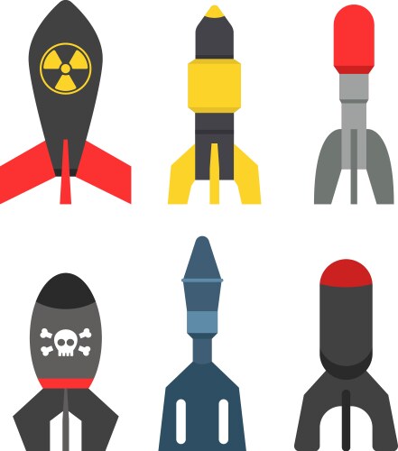 Nuclear war square set Royalty Free Vector Image