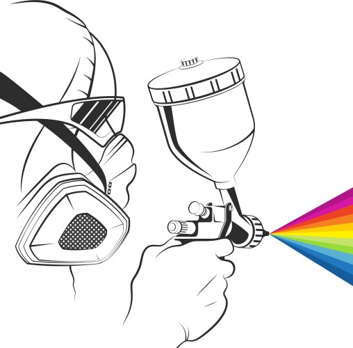 Spray painter spraying gun cartoon Royalty Free Vector Image