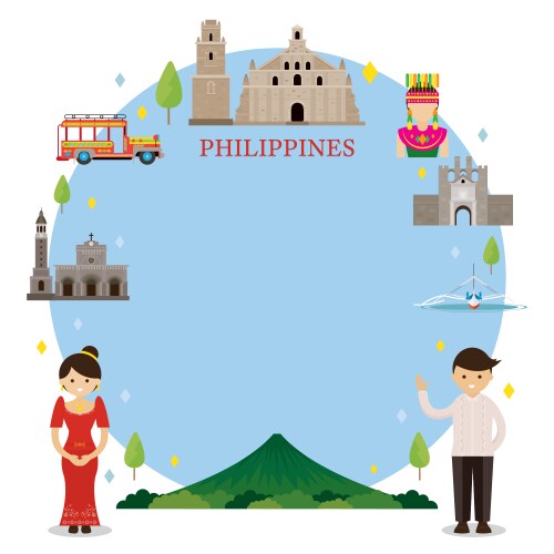 Philippines landmarks skyline Royalty Free Vector Image