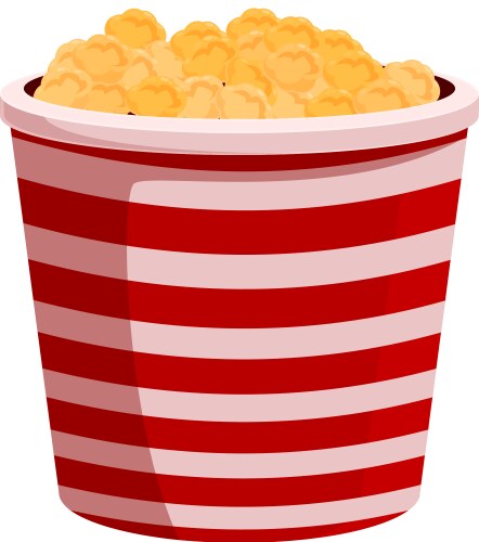 Classic striped popcorn bucket overflowing Vector Image