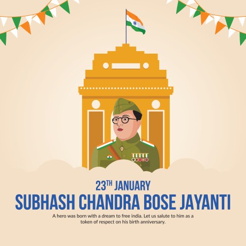 Subhash chandra bose jayanti banner design Vector Image