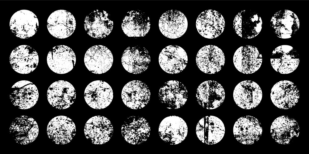 Grunge circles with stains and scratches circle Vector Image