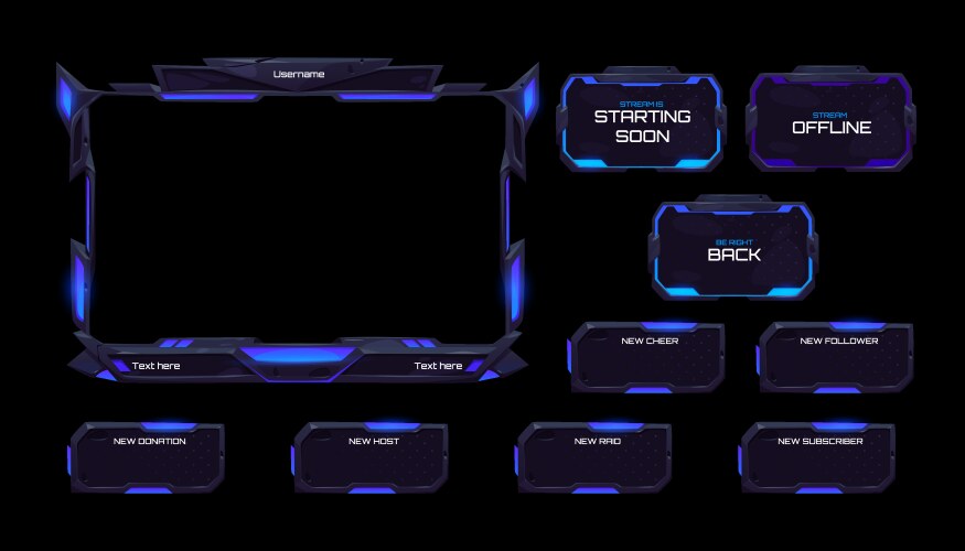 Twitch streaming interface stream overlay screens Vector Image