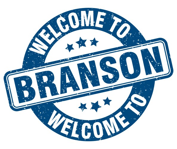 Welcome to branson stamp round sign Royalty Free Vector