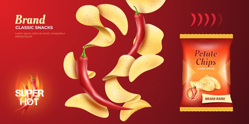 Realistic wavy and ripple potato chips splash Vector Image