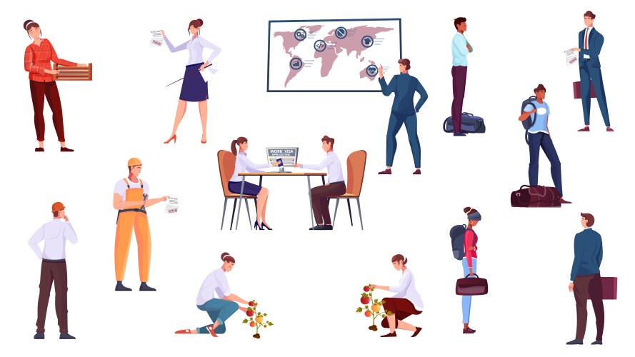 Migrant workers infographic set Royalty Free Vector Image