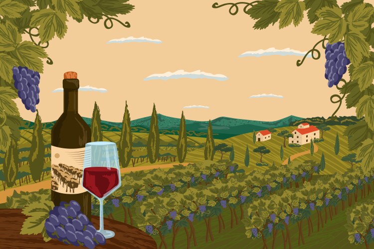Wine and vineyard Royalty Free Vector Image - VectorStock