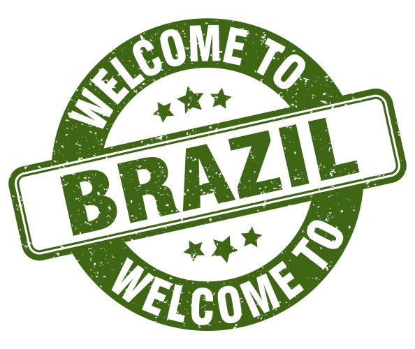 Welcome to brazil stamp round sign Royalty Free Vector Image