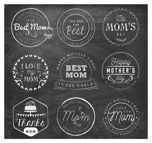 Best mom design elements and badges Royalty Free Vector