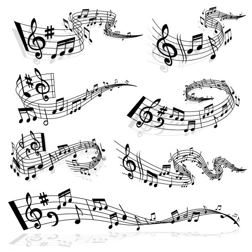 Music notes flowing musical note key composition Vector Image