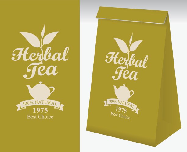Paper packaging with label for green tea Vector Image