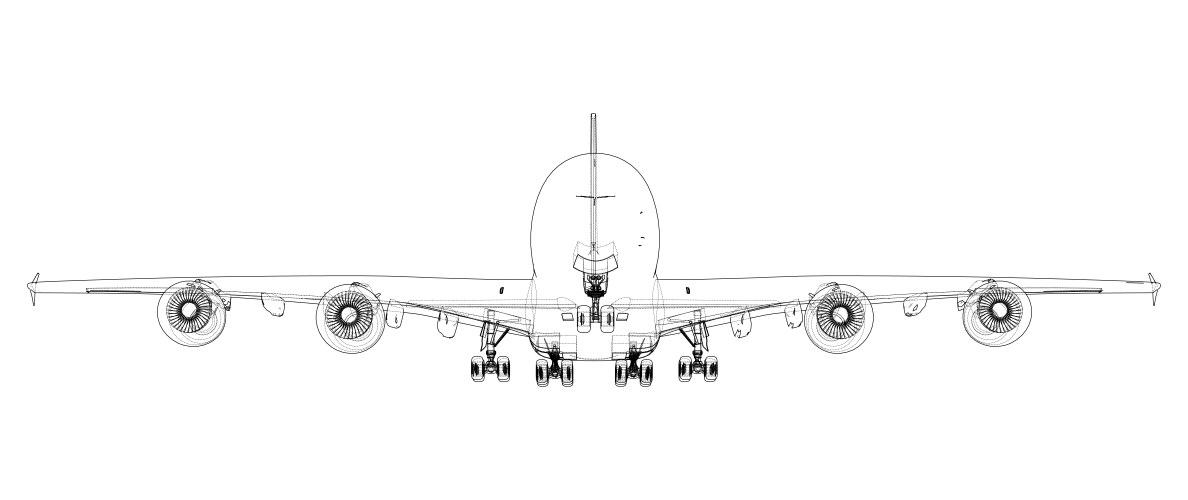 Jet engine airplane in outline style Royalty Free Vector