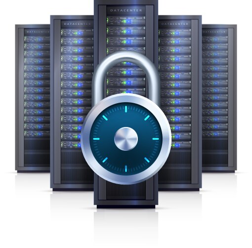 Two black server racks realistic Royalty Free Vector Image