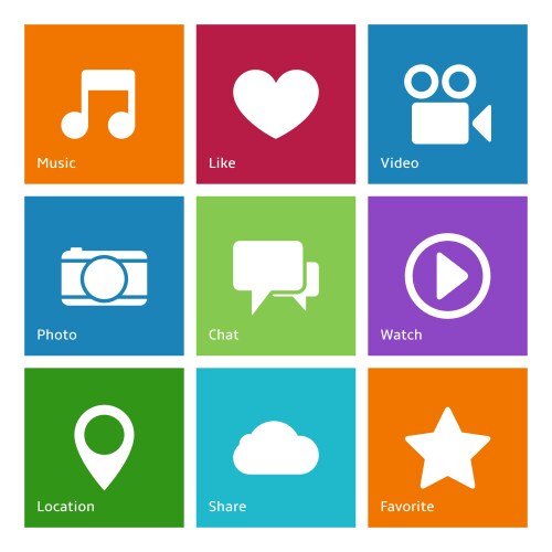 Social media square icons set Royalty Free Vector Image