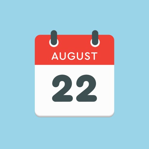 Calendar icon day 8 august date days year Vector Image