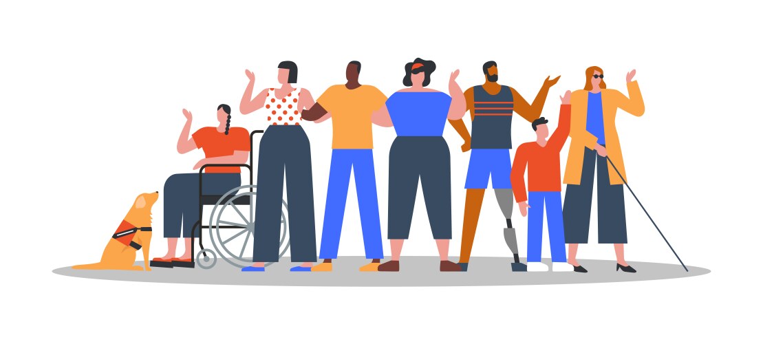 Disabled characters people with special needs Vector Image
