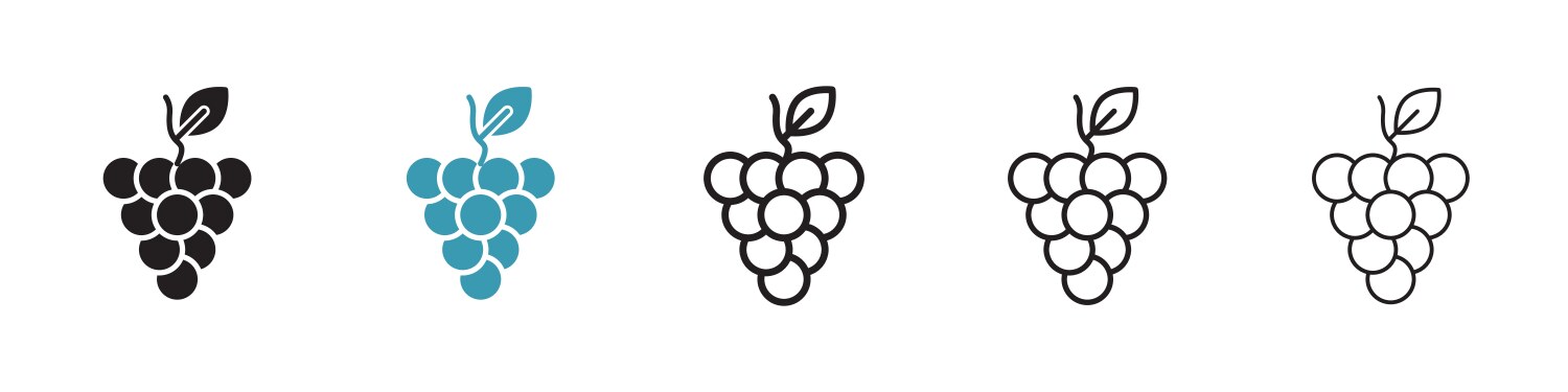Grape icon set wine vineyard berry cluster symbol Vector Image