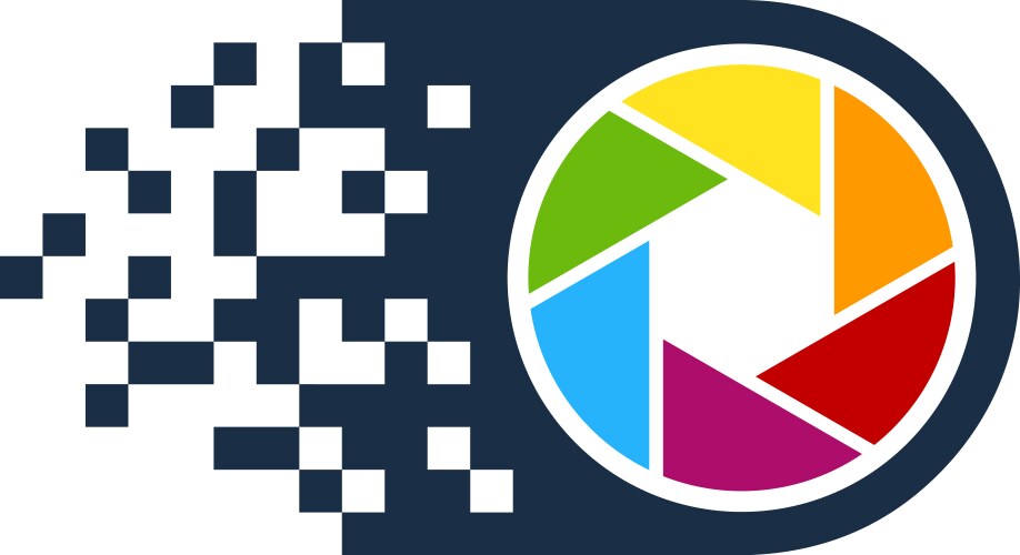 Pixel art camera logo icon design Royalty Free Vector Image