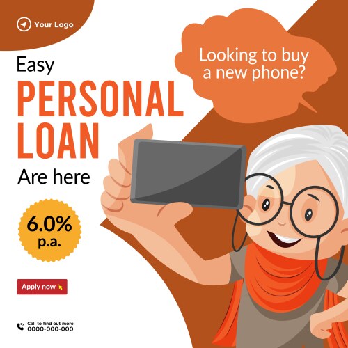 Banner design of personal loan Royalty Free Vector Image