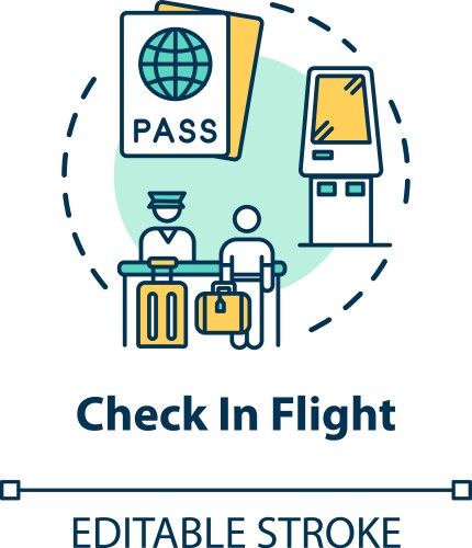 Airport check in machine showing flight Royalty Free Vector